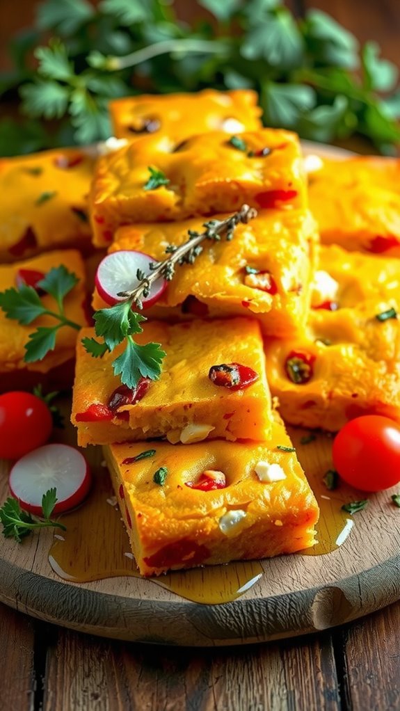 Roasted Red Pepper and Feta Cornbread