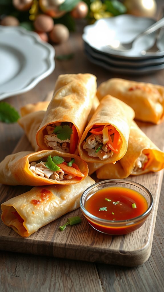 Crunchy Spring Rolls With Turkey, Thanksgiving Leftovers + Dipping Sauce