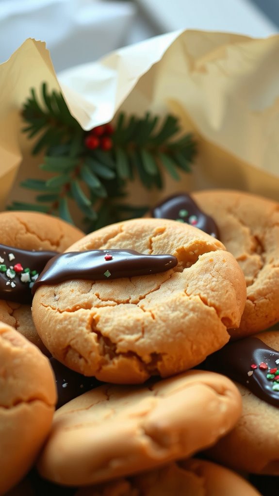Ginger Snap Christmas Cookies Dipped in Chocolate